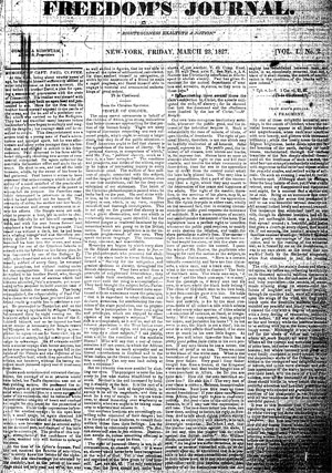 March 16, 1827 — Rev. Peter Williams, Jr.’s Freedom’s Journal began ...